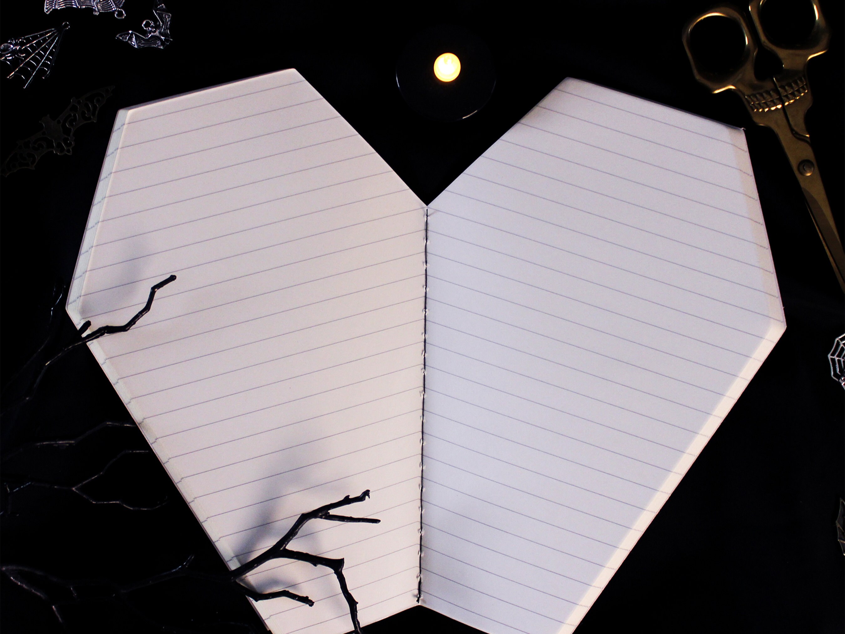 Notes by Candlelight 3 Pack Thread Bound Coffin Shaped Notebooks Lined ...