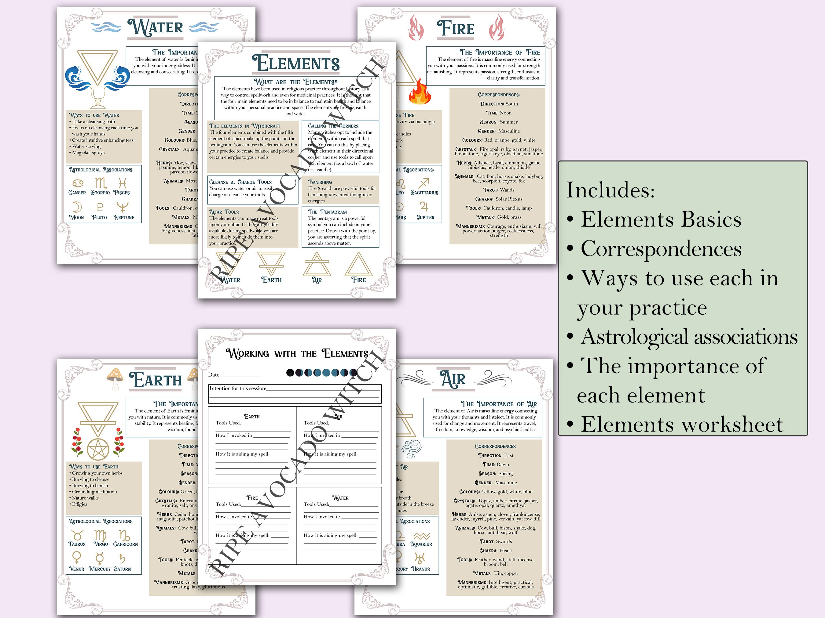 Elemental Magick Guide & Worksheet | Printable Pages - Etsy