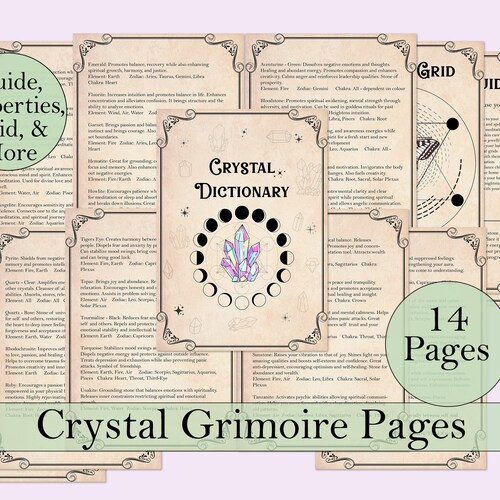 Crystal Grimoire Page Book of Shadows Insert Printable - Etsy