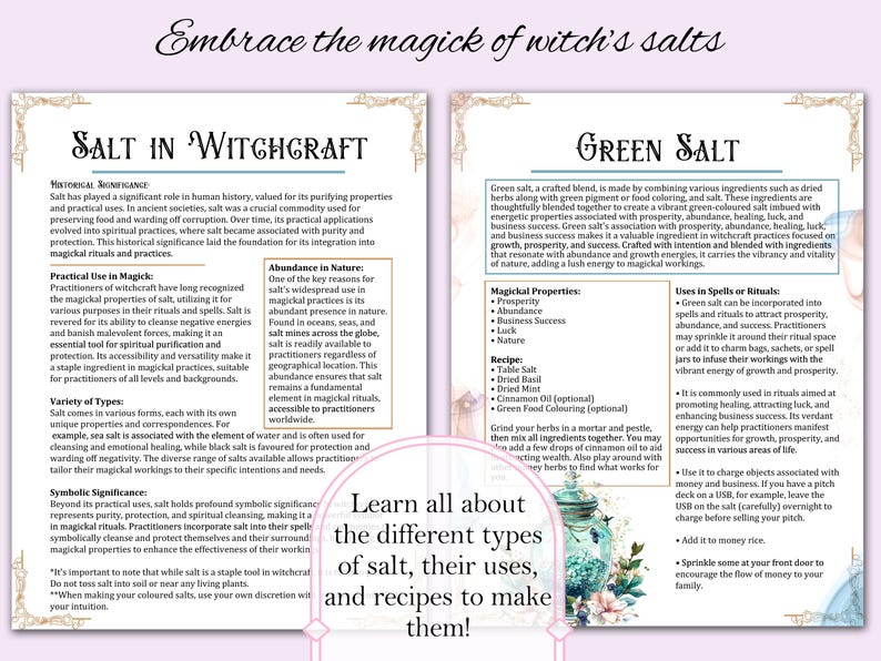Witch's Salt Guide + Recipes | How to Craft and Use Coloured Salts in ...