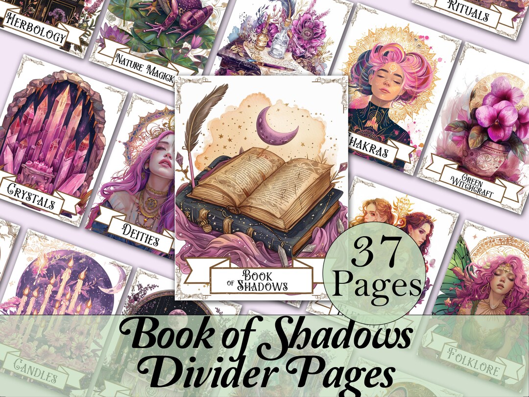 Book of Shadows Divider Title Pages | Celestial Glamour Theme, 3 Sizes ...