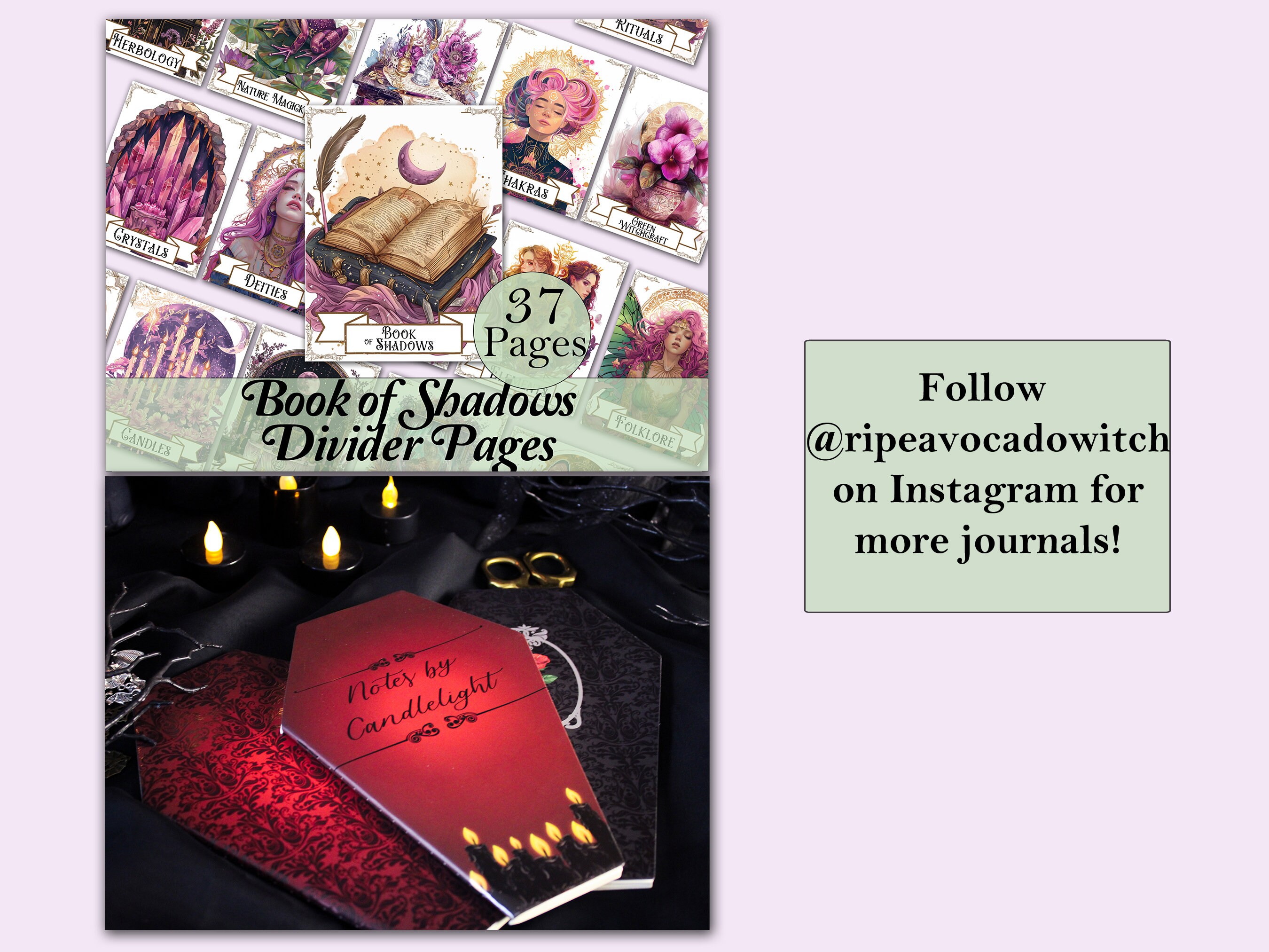 Book of Shadows Divider Title Pages | Gothic Romance Horror Theme, 3 ...