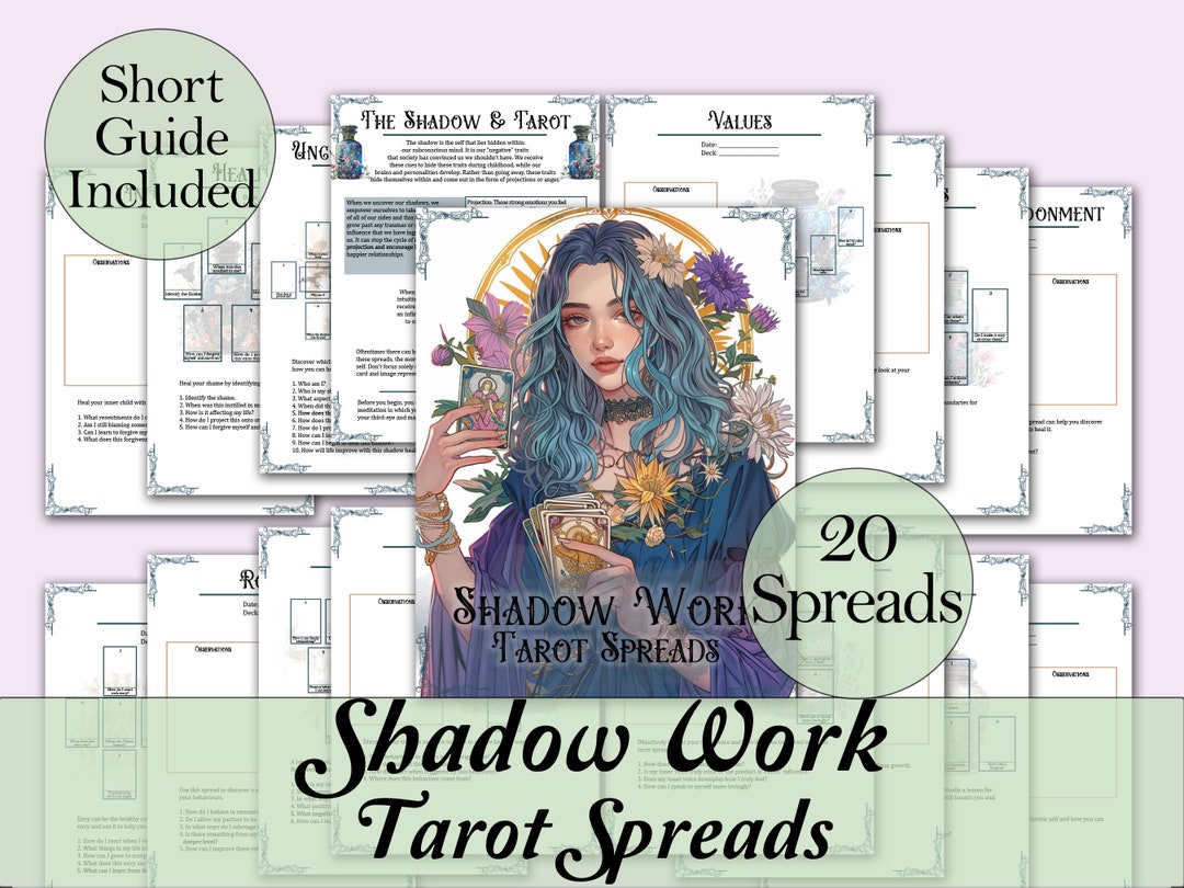 Shadow Work Tarot Spread Journal + Guide | 20 Tarot Spreads for Self ...