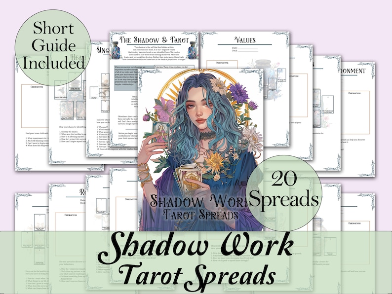 Shadow Work Tarot Spread Journal + Guide | 20 Tarot Spreads for Self ...