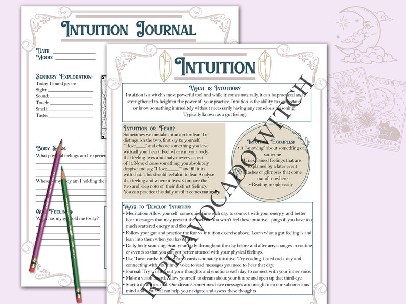 Intuition Guide and Worksheet Printable Pages - Etsy