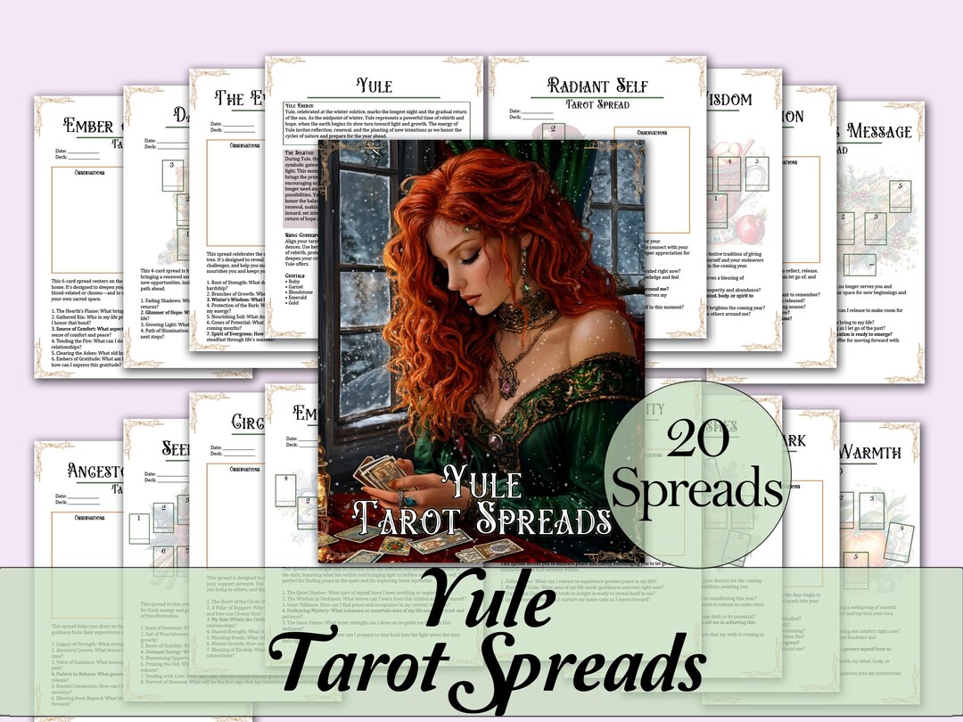 Yule Tarot Spread Journal + Guide | 20 Tarot Spreads to Embrace the ...