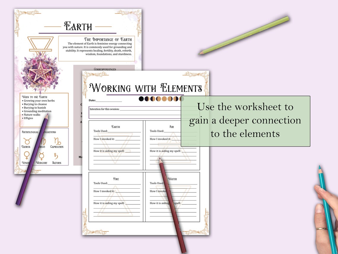 Elements Guide & Worksheet | Guide to Using the Elemental Magick in ...