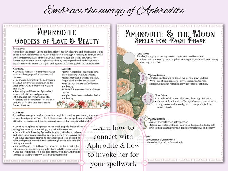 Aphrodite Spellbook | Book of Shadows | 10+ Spells for Love & Beauty ...