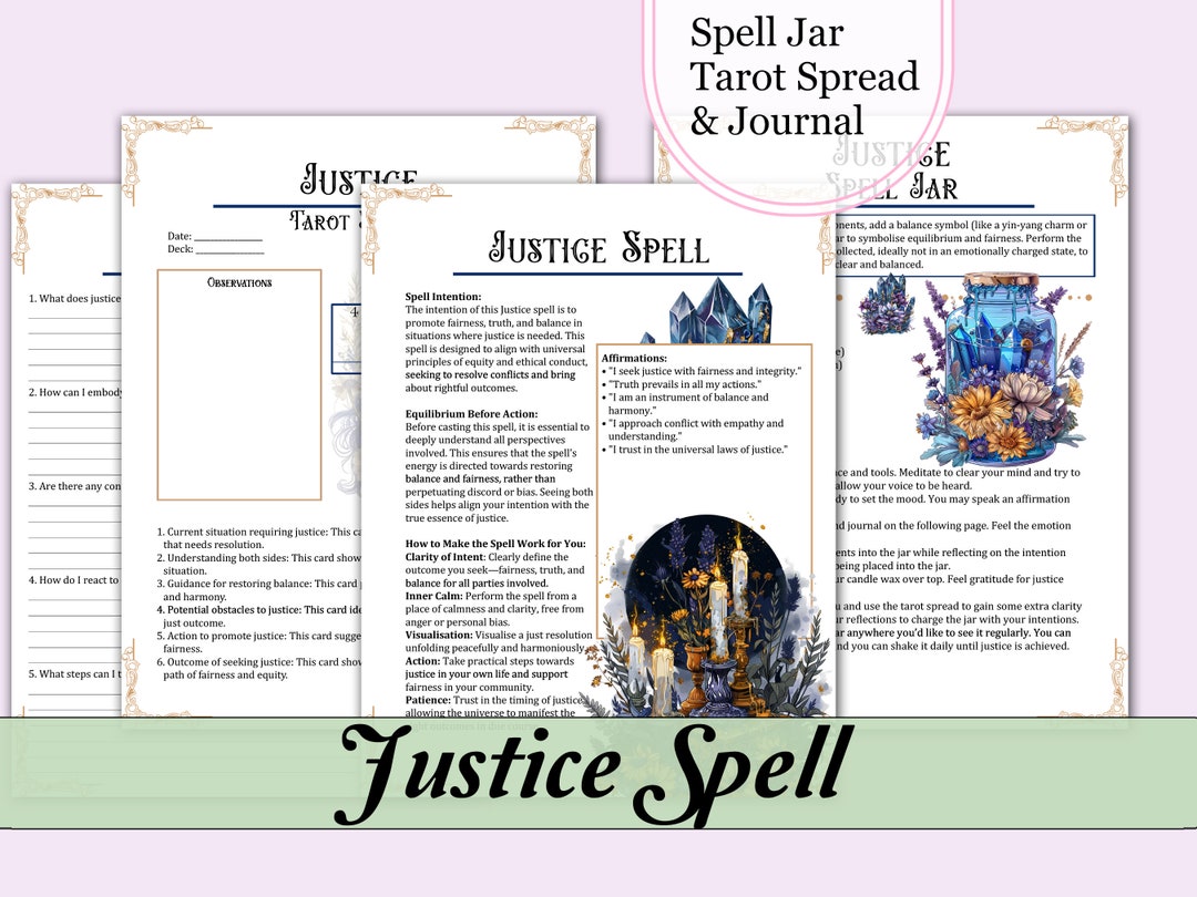 Justice Spell Kit | Spell Jar Recipe, Guide, Affirmations, Journal ...