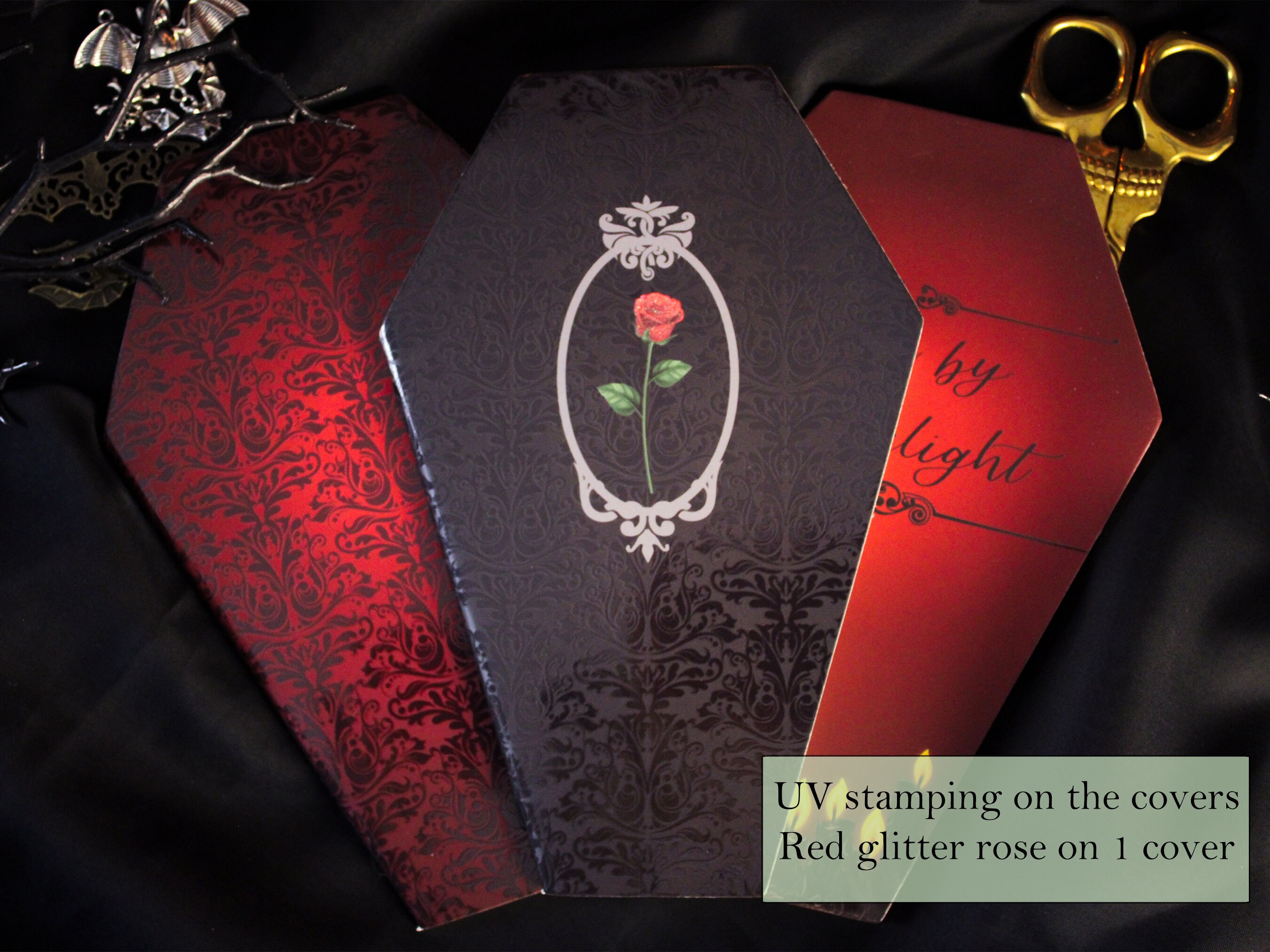 Notes by Candlelight 3 Pack Thread Bound Coffin Shaped Notebooks Lined ...