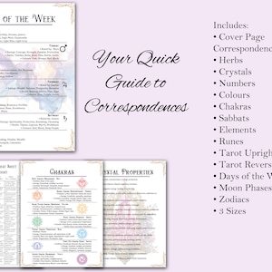 Witchcraft Correspondence Cheat Sheets | Reference Pages for Herbs, Crystals, Colours, Tarot ...