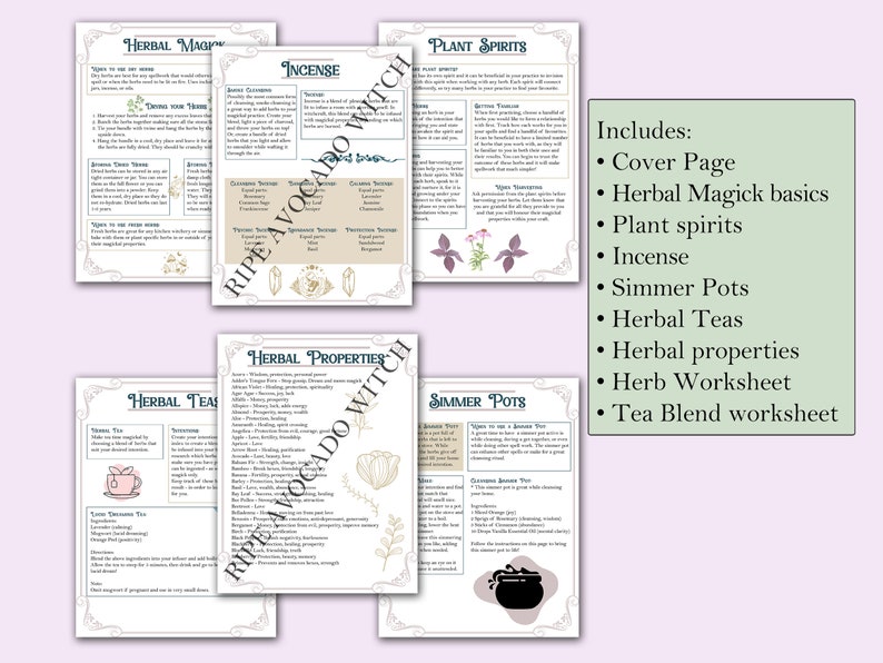 Herb Magick Guide Herbology for Witchcraft Printable Pages - Etsy