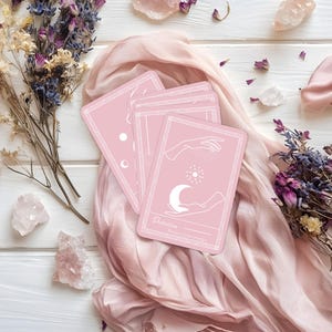 Pink Minimalist Oracle Card Deck With Guidebook & Box Full Colour ...