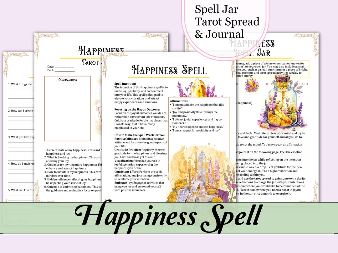 Happiness Spell Kit | Spell Jar Recipe, Guide, Affirmations, Journal ...