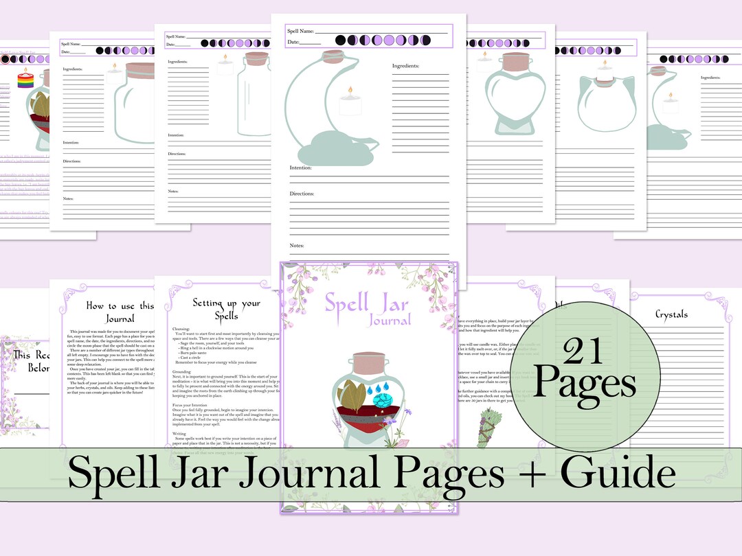 Blank Spell Jar Recipe Pages and Guide | 20 Printable Pages - Etsy
