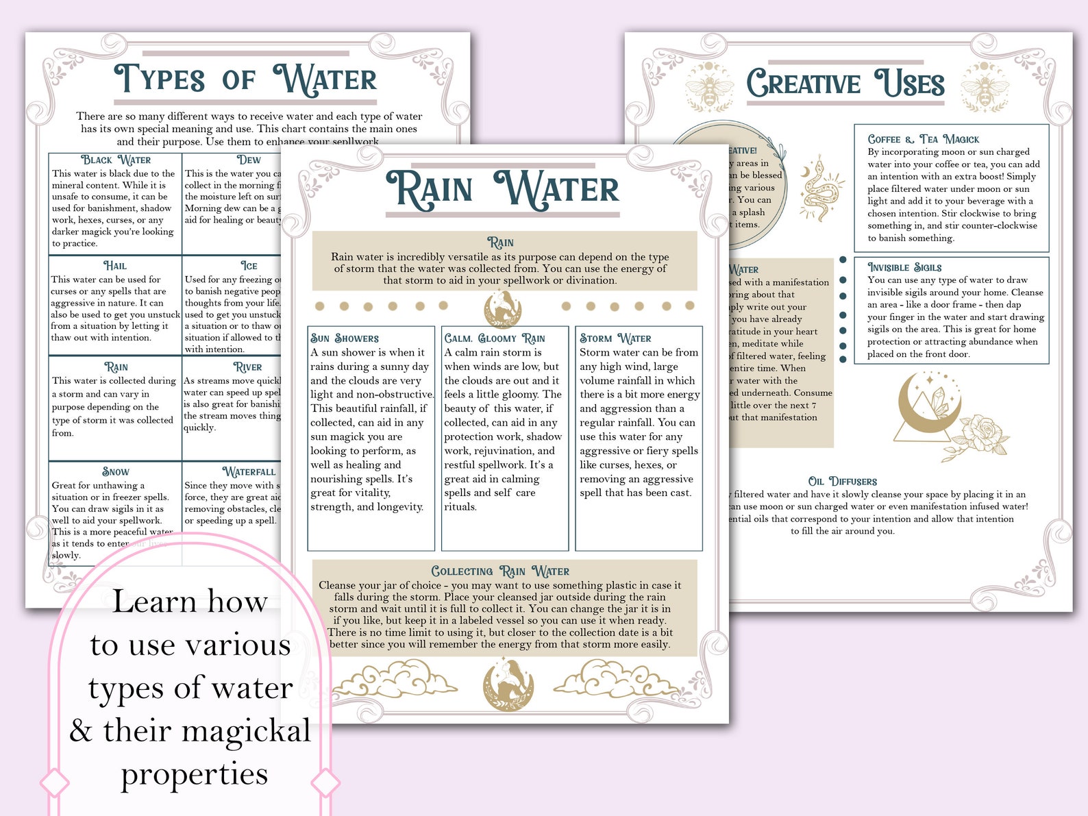 Water Magick Guide | Moon Water, Correspondences, Cleansing, Divination ...