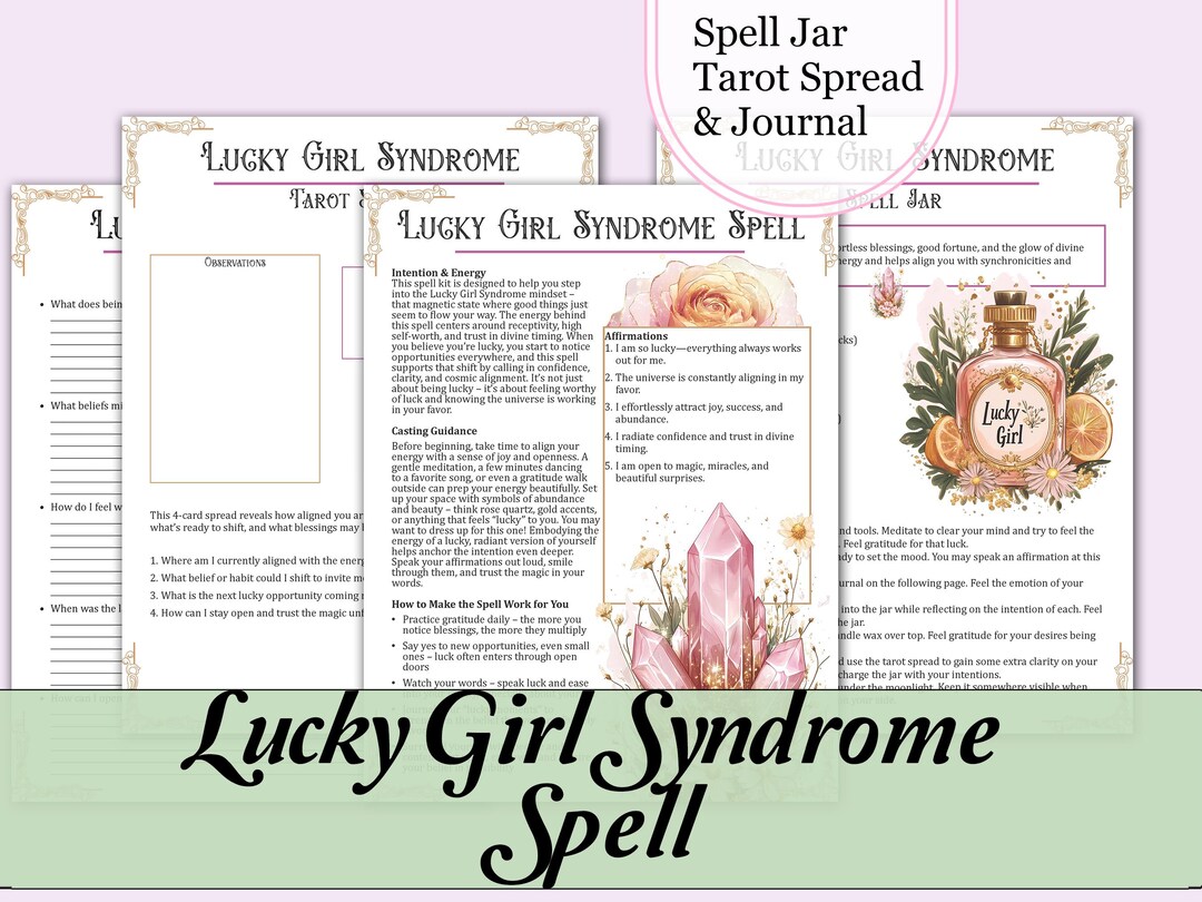Lucky Girl Syndrome Spell Kit | Spell Jar Recipe, Guide, Affirmations ...