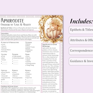 Aphrodite Cheat Sheet | Greek Goddess of the Love and Beauty ...