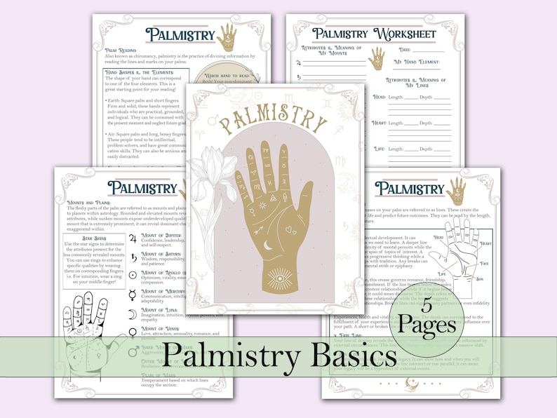 Palmistry Basics Guide & Worksheet Printable Pages - Etsy