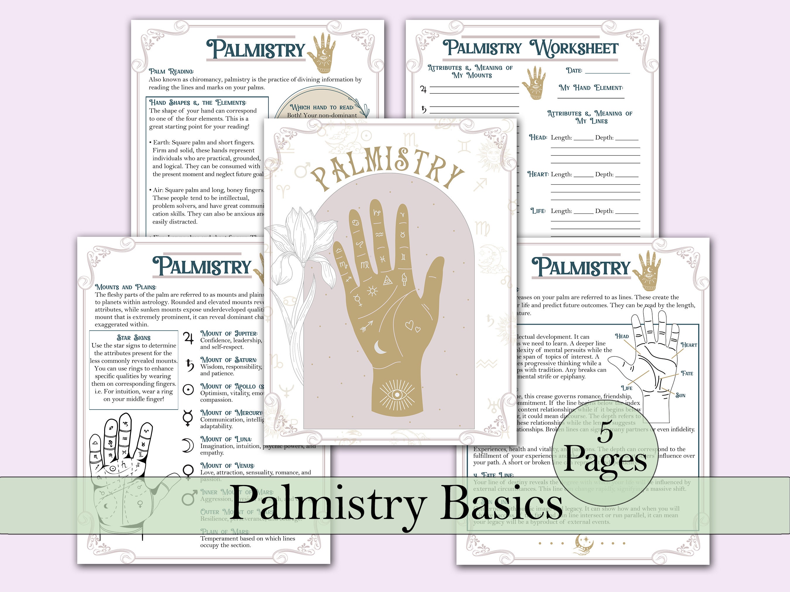 Palmistry Basics Guide & Worksheet Printable Pages - Etsy Canada