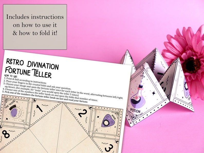 Printable Fortune Teller/cootie Catcher Vintage Witch Nostalgic ...
