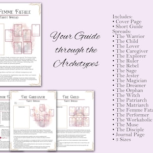 Shadow Work Archetypes Tarot Spread Journal + Guide | 20 Tarot Spreads ...