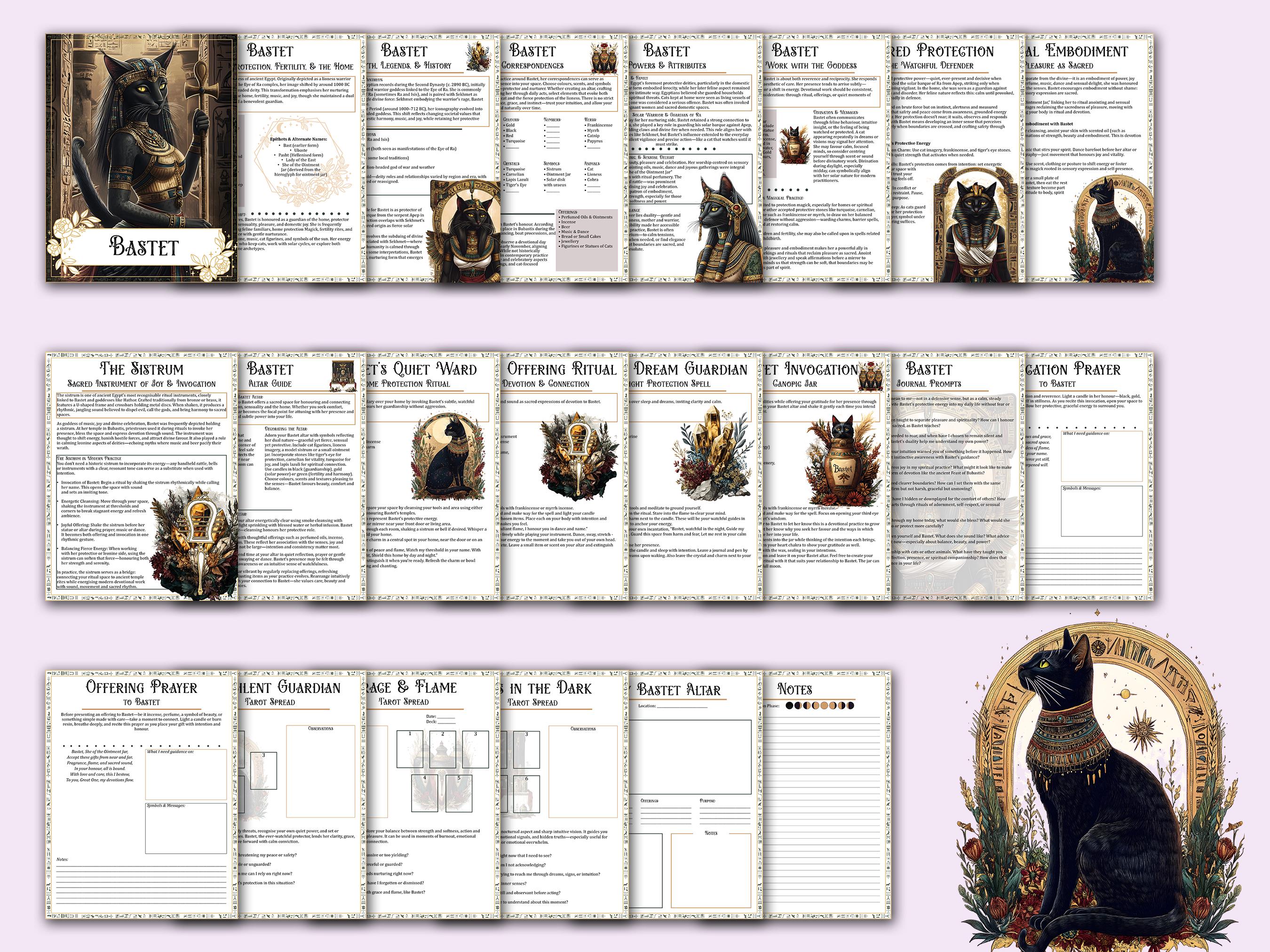 Bastet Book of Shadows Bundle | Egyptian Cat Goddess of Protection ...