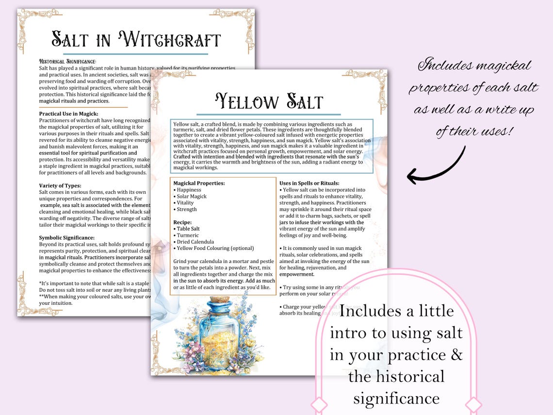 Witch's Salt Guide + Recipes | How to Craft and Use Coloured Salts in ...