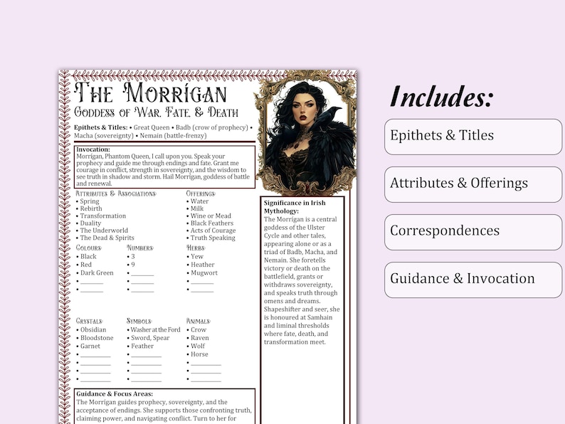 The Morrigan Cheat Sheet | Celtic Goddess of War & Fate ...