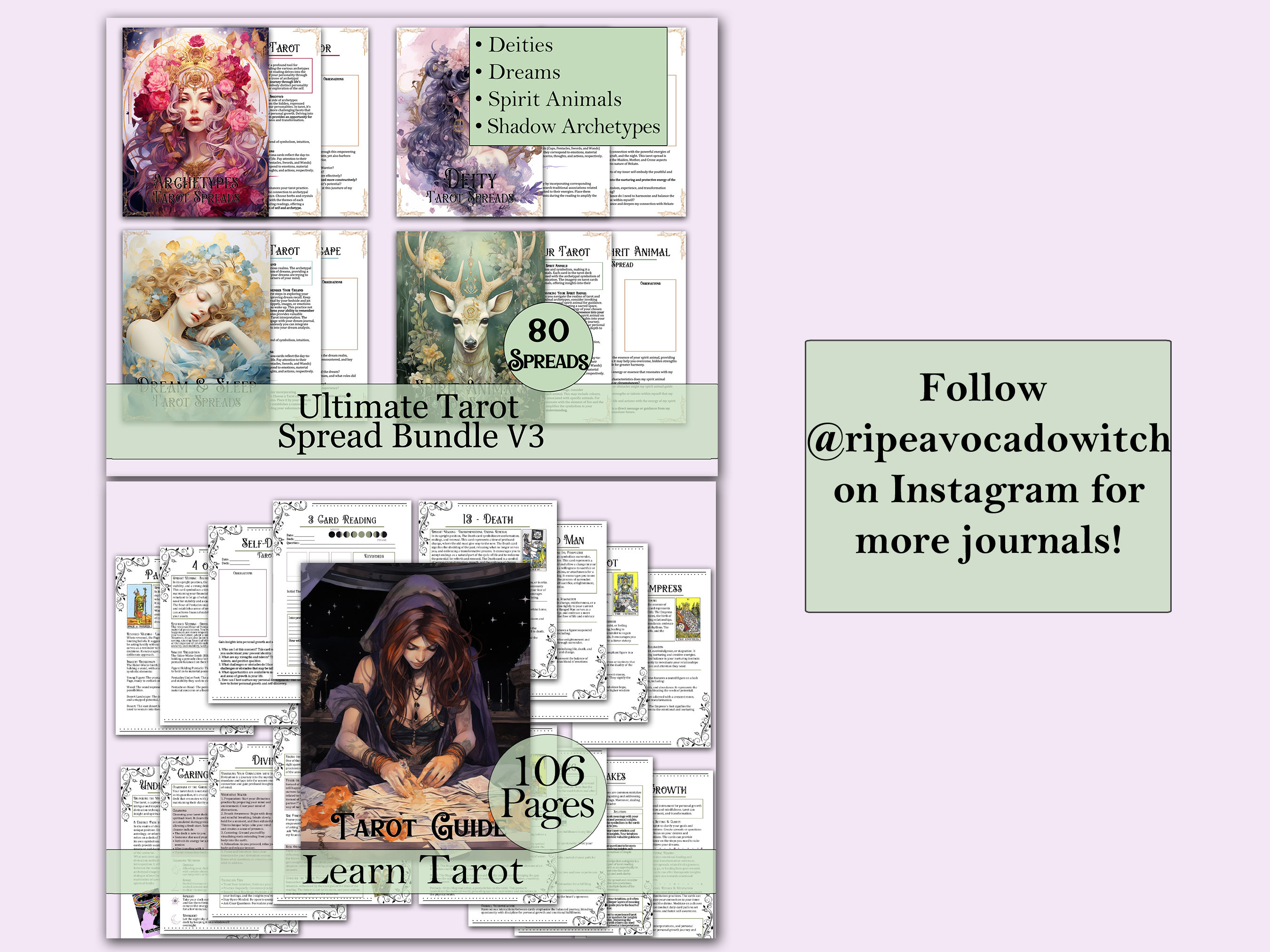 Deity Tarot Spread Journal Guide 20 Tarot Spreads to Gain Wisdom and ...