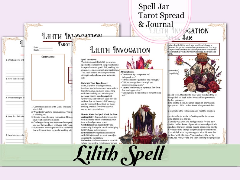Lilith Invocation Spell Kit | Spell Jar Recipe, Guide, Affirmations ...