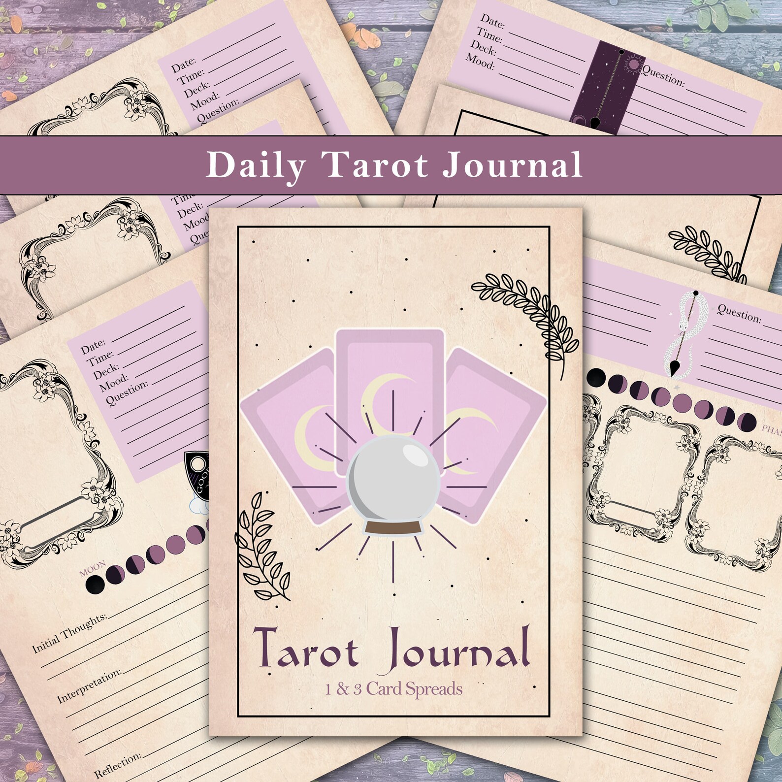 Daily tarot Journal Printable Book of Shadows Insert | Etsy