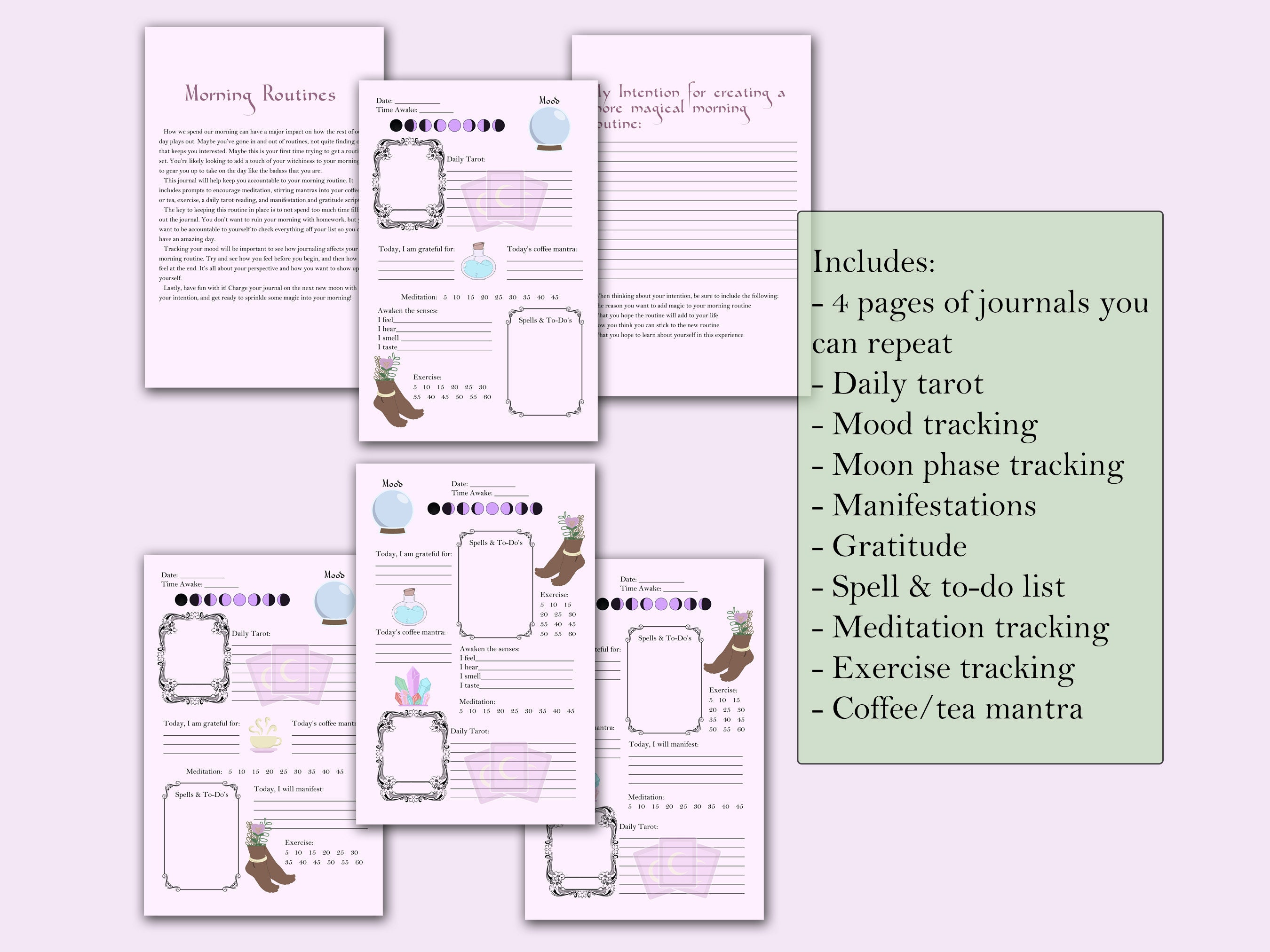 Witchy Morning Routine Journal Daily Tarot Meditation - Etsy