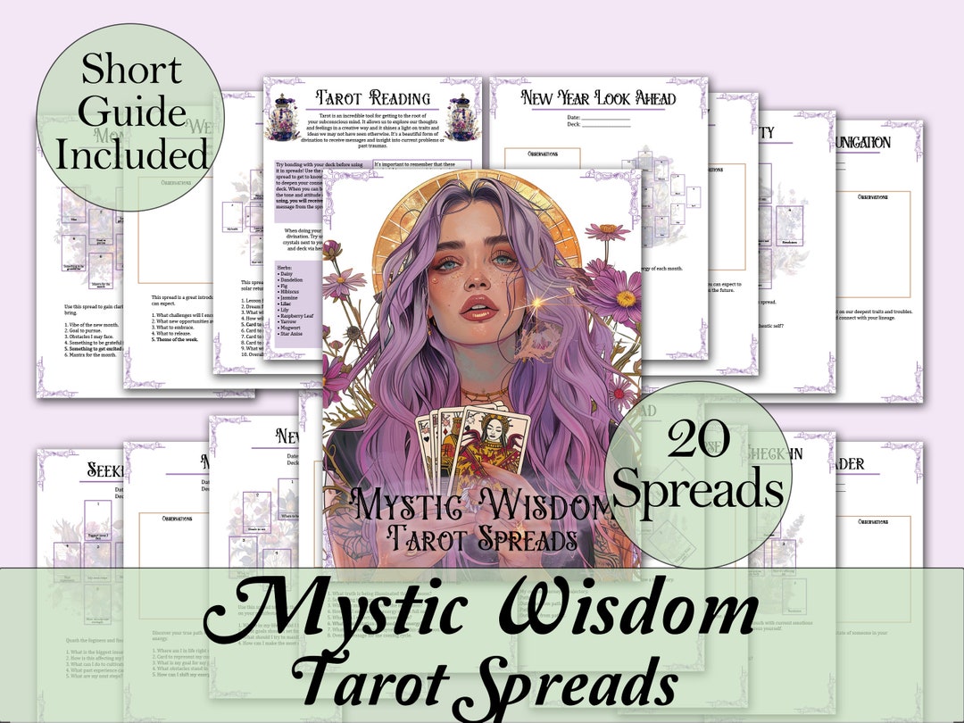 Mystic Wisdom Tarot Spread Journal + Guide | 20 Tarot Spreads for ...