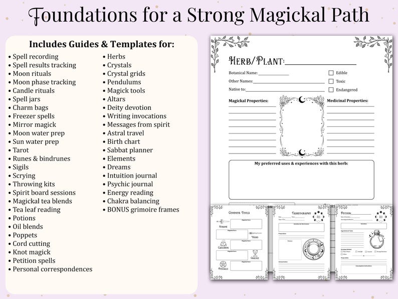 Grimoire Builder Kit | Book of Shadows Template Bundle, Spell Jars ...
