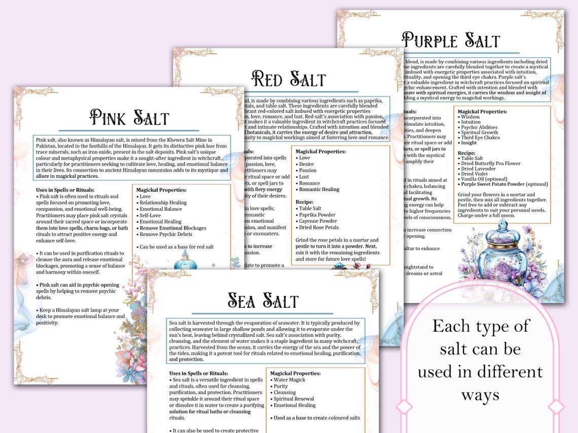 Witch's Salt Guide + Recipes | How to Craft and Use Coloured Salts in ...