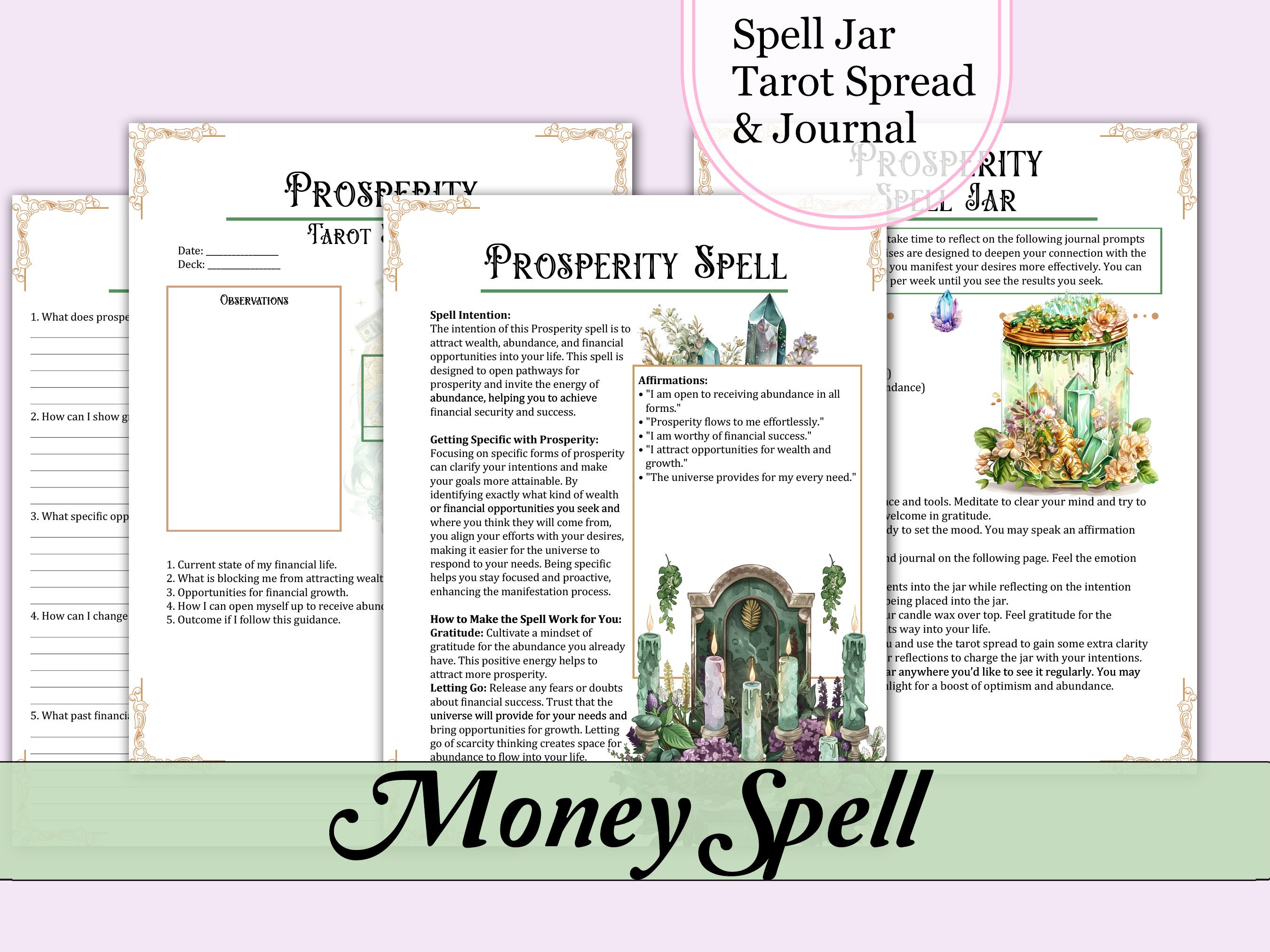Prosperity Spell Kit | Spell Jar Recipe, Guide, Affirmations, Journal ...