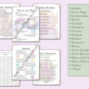 Witchcraft Correspondence Cheat Sheets Reference Pages for Herbs ...