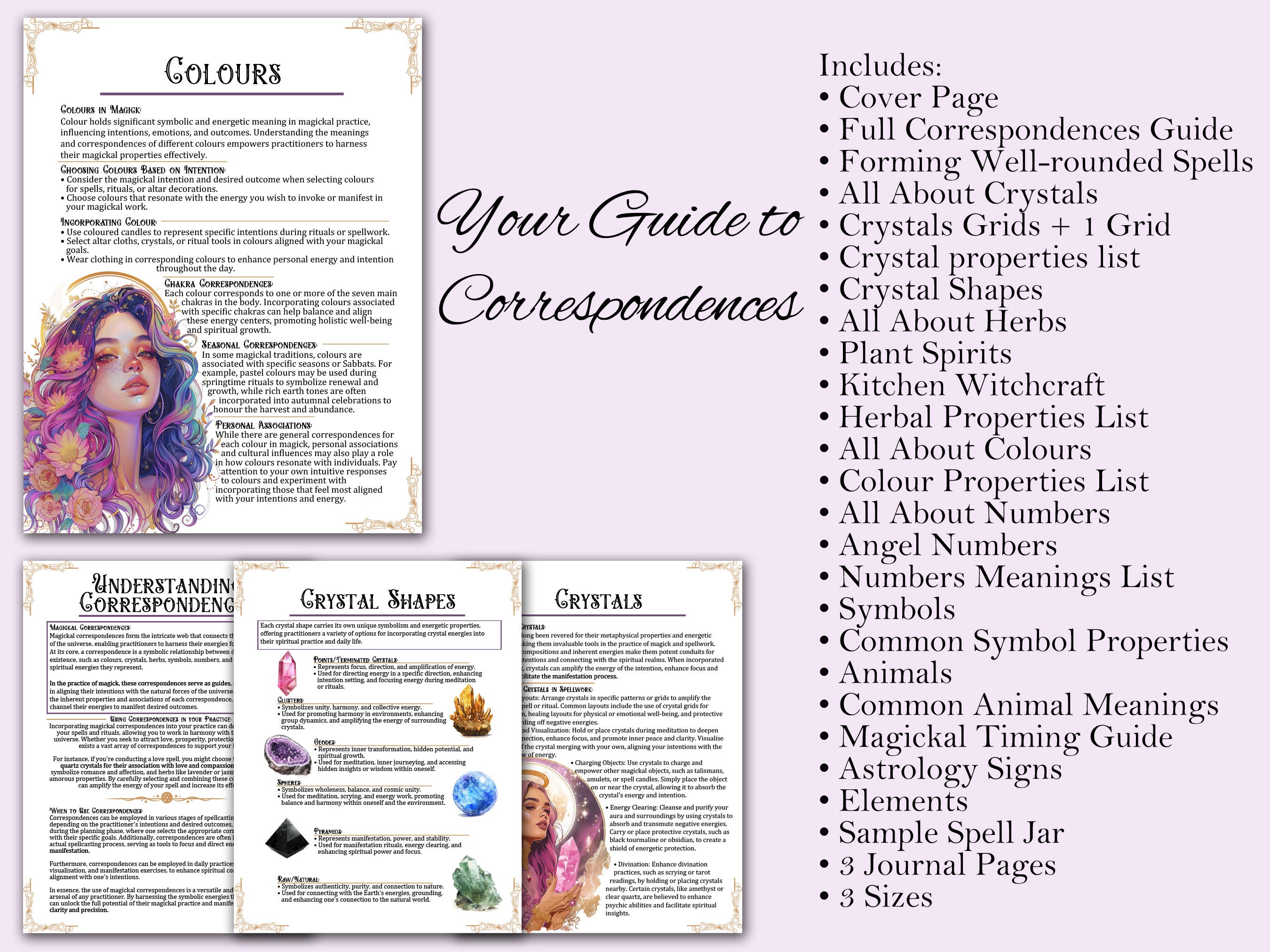 Witchcraft Correspondence Guide + Cheat Sheets | Herbs, Crystals ...