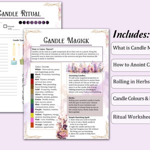 Candle Magick Guide & Worksheet | Ritual Blank Book of Shadows Page ...