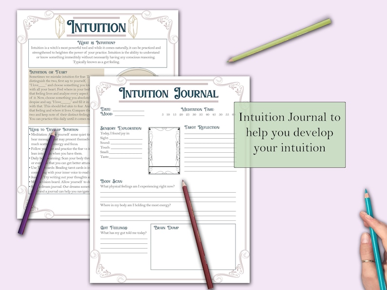 Intuition Guide and Worksheet Printable Pages - Etsy
