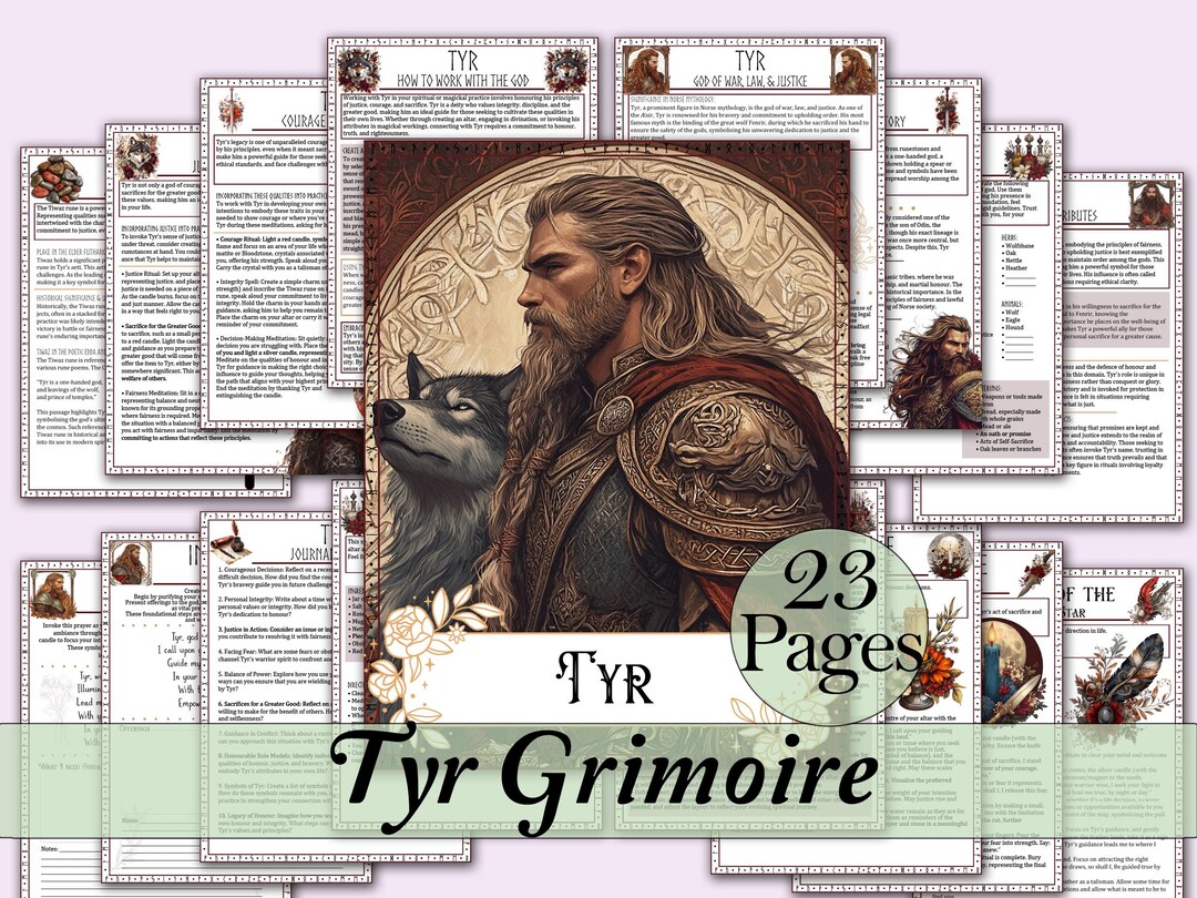 Tyr Book of Shadows Bundle | Norse God of War, Law, & Justice | Spells ...