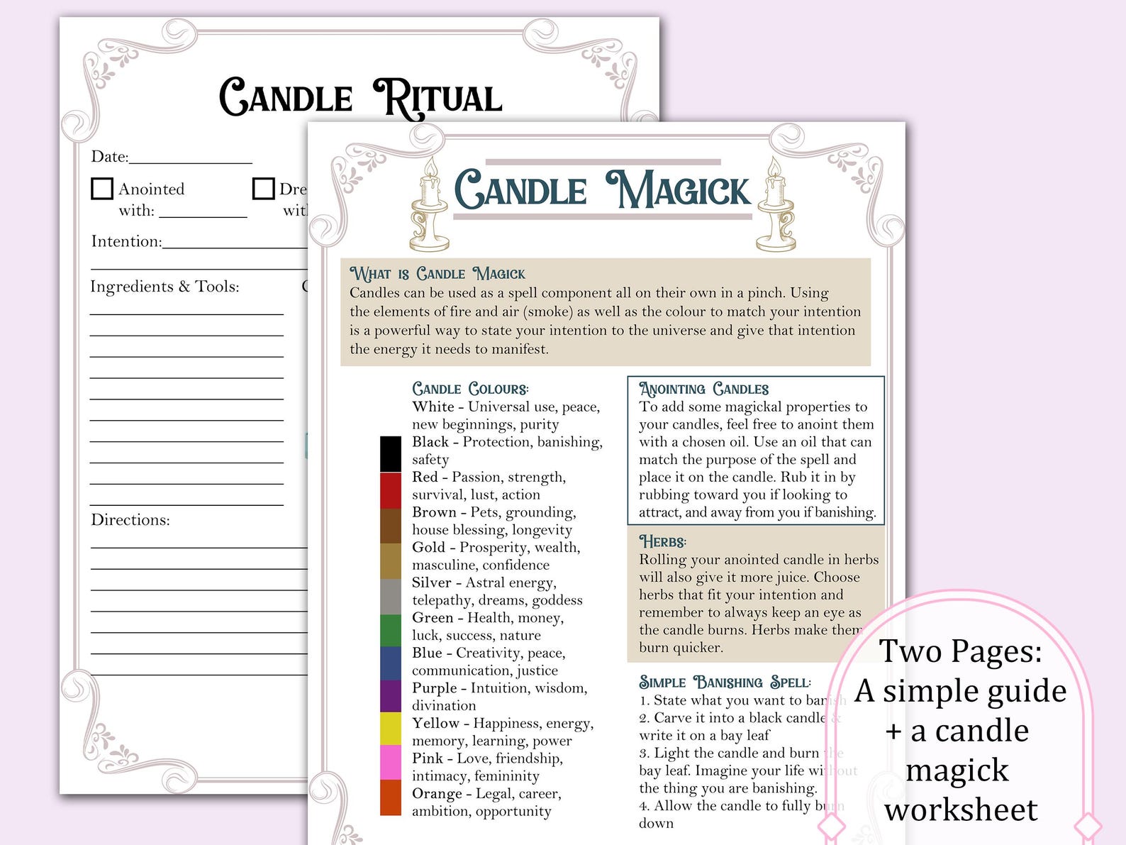 Candle Magick Guide & Worksheet | Printable Pages - Etsy