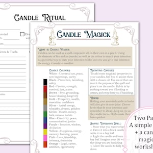 Candle Magick Guide & Worksheet | Printable Pages - Etsy