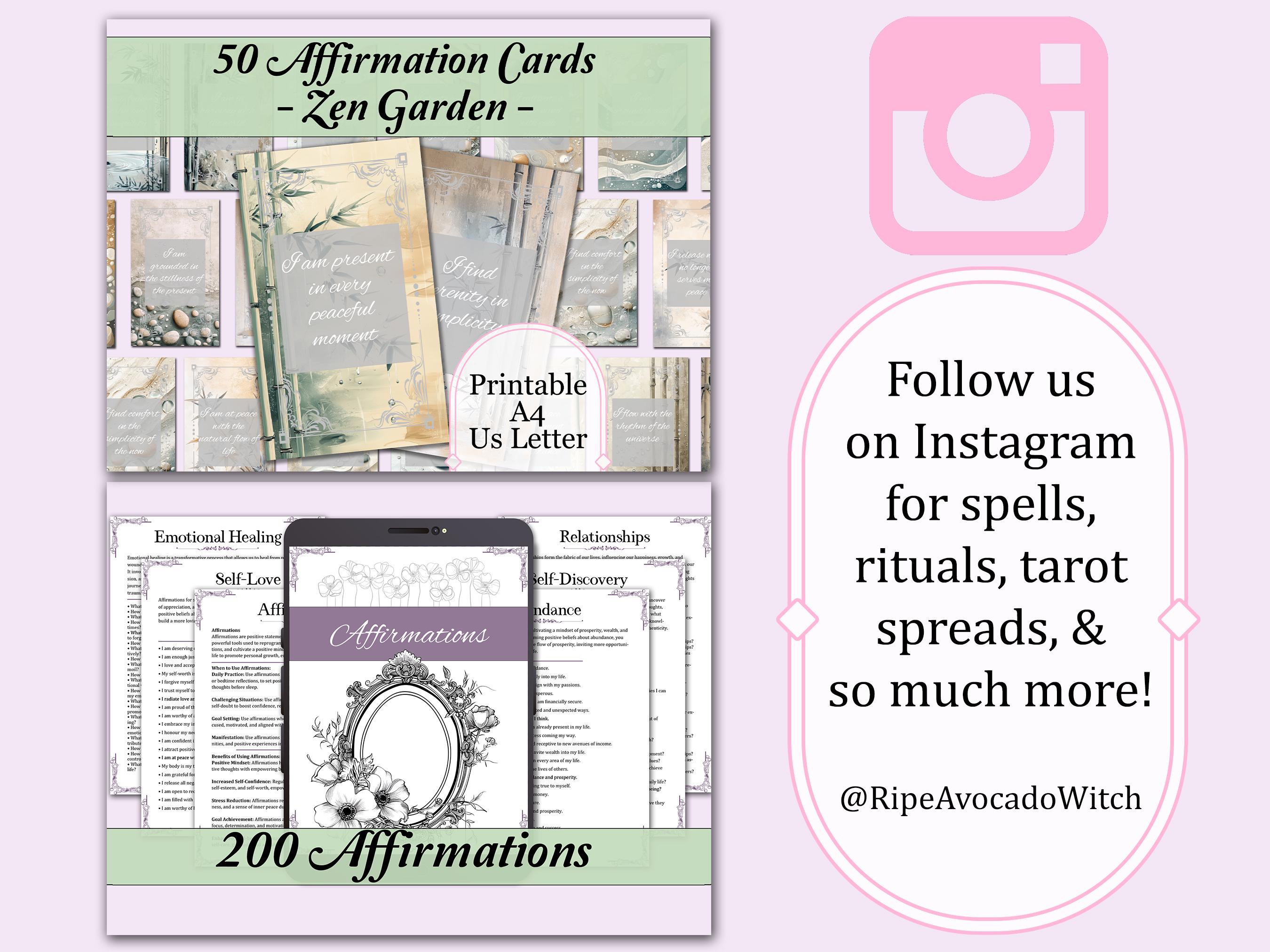 Affirmation Cards - Botanical | 50 Printable Affirmation Cards for ...
