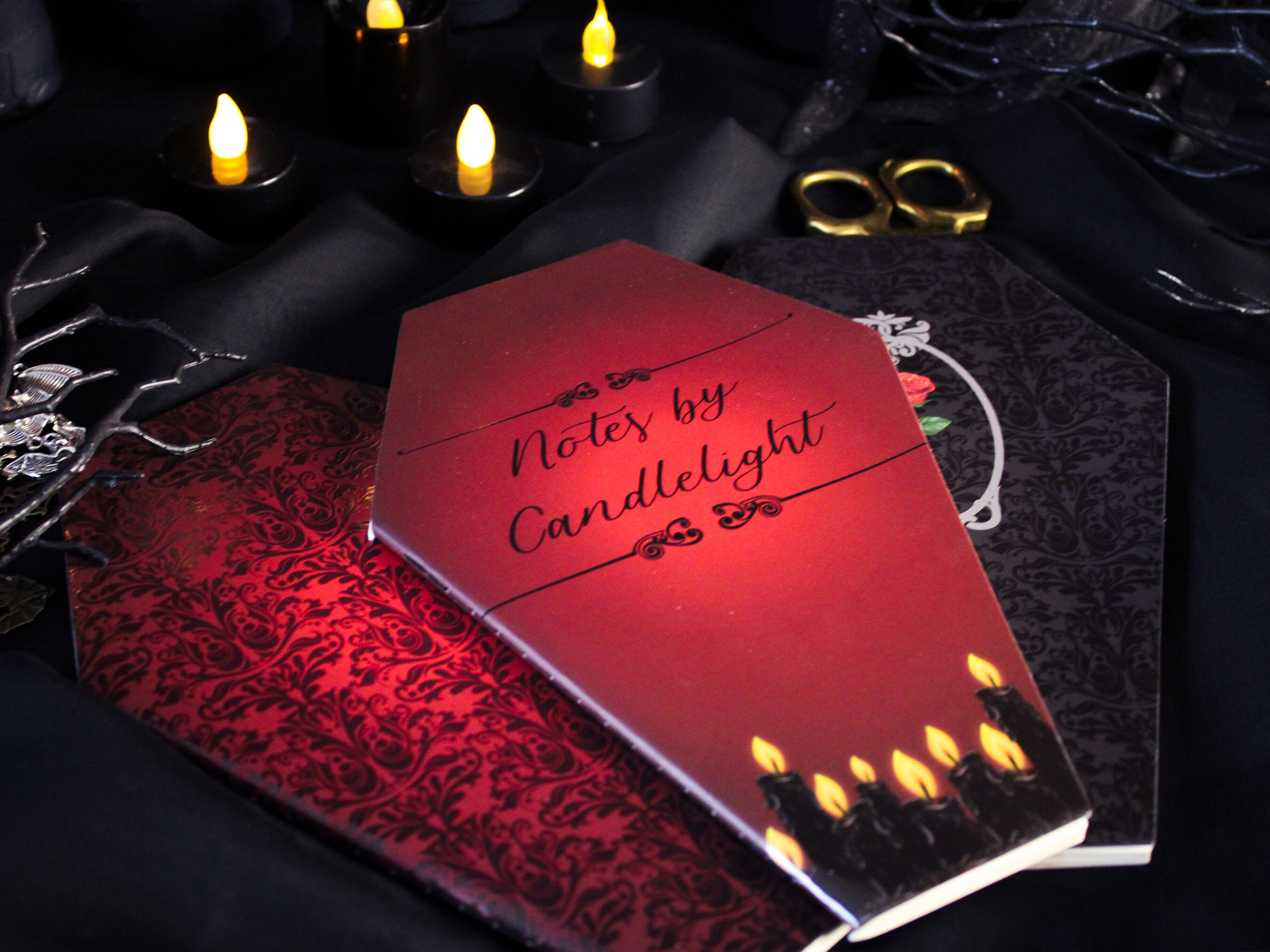 Notes by Candlelight 3 Pack Thread Bound Coffin Shaped Notebooks Lined ...