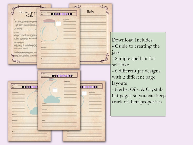 Blank Spell Jar Recipe Pages and Guide | 20 Printable Pages - Vintage ...