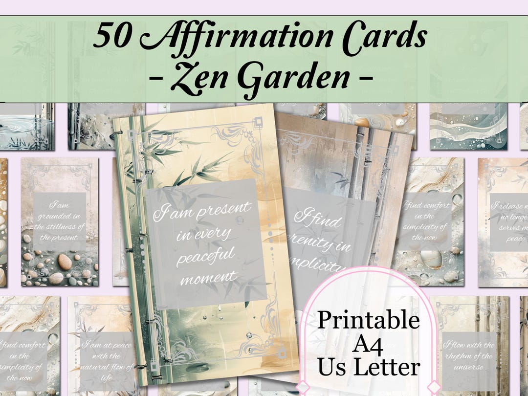 Affirmation Cards - Zen Garden | 50 Printable Affirmation Cards for ...