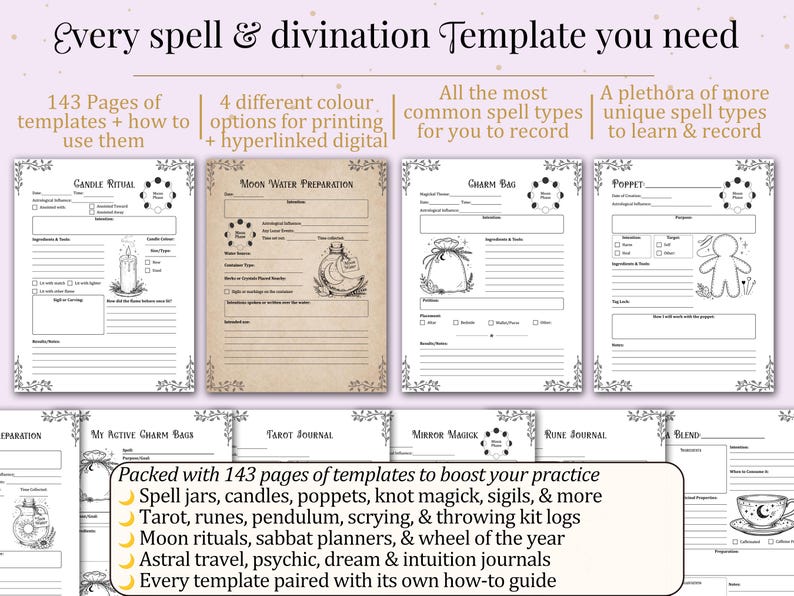 Grimoire Builder Kit | Book of Shadows Template Bundle, Spell Jars ...