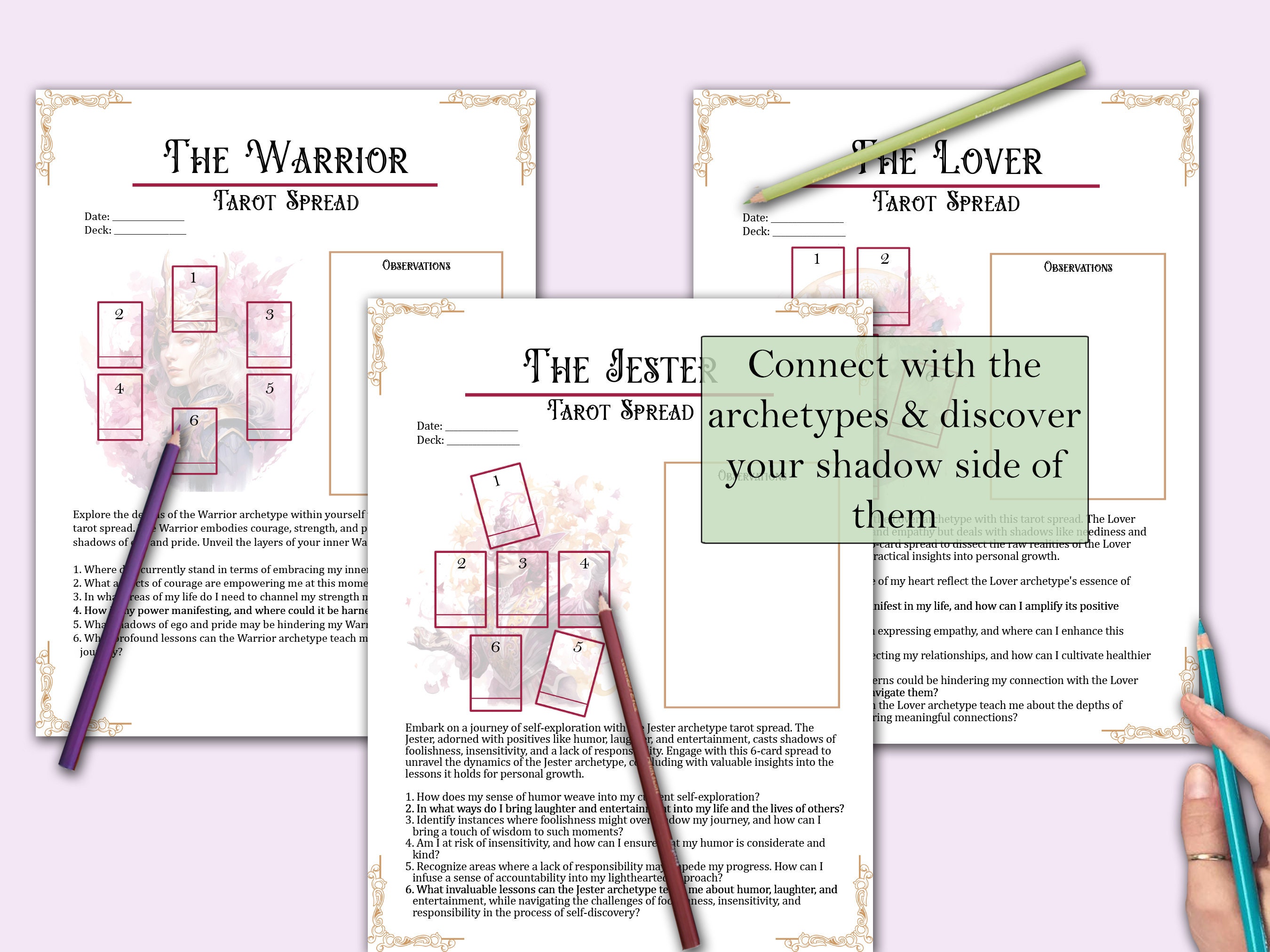 Shadow Work Archetypes Tarot Spread Journal Guide 20 Tarot Spreads to ...